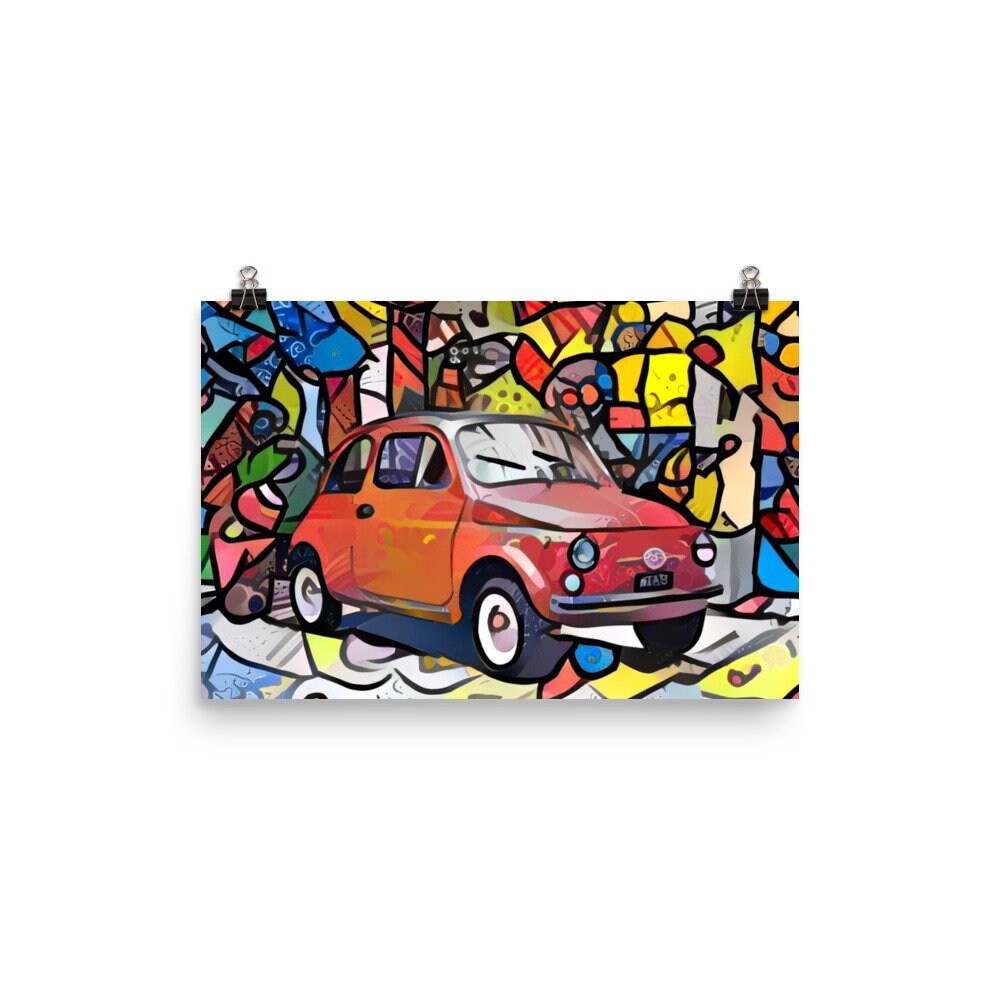 Digital Download Fiat 500 Cartoon Art Digital Poster Print Instant ...