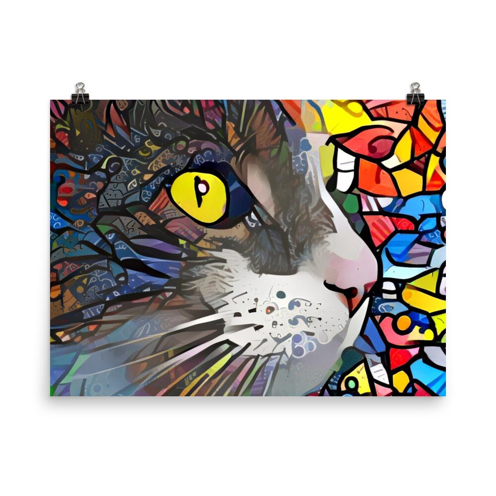Digital Download Cat Art Cartoon Cat Art Print Poster Instant - Etsy Norway