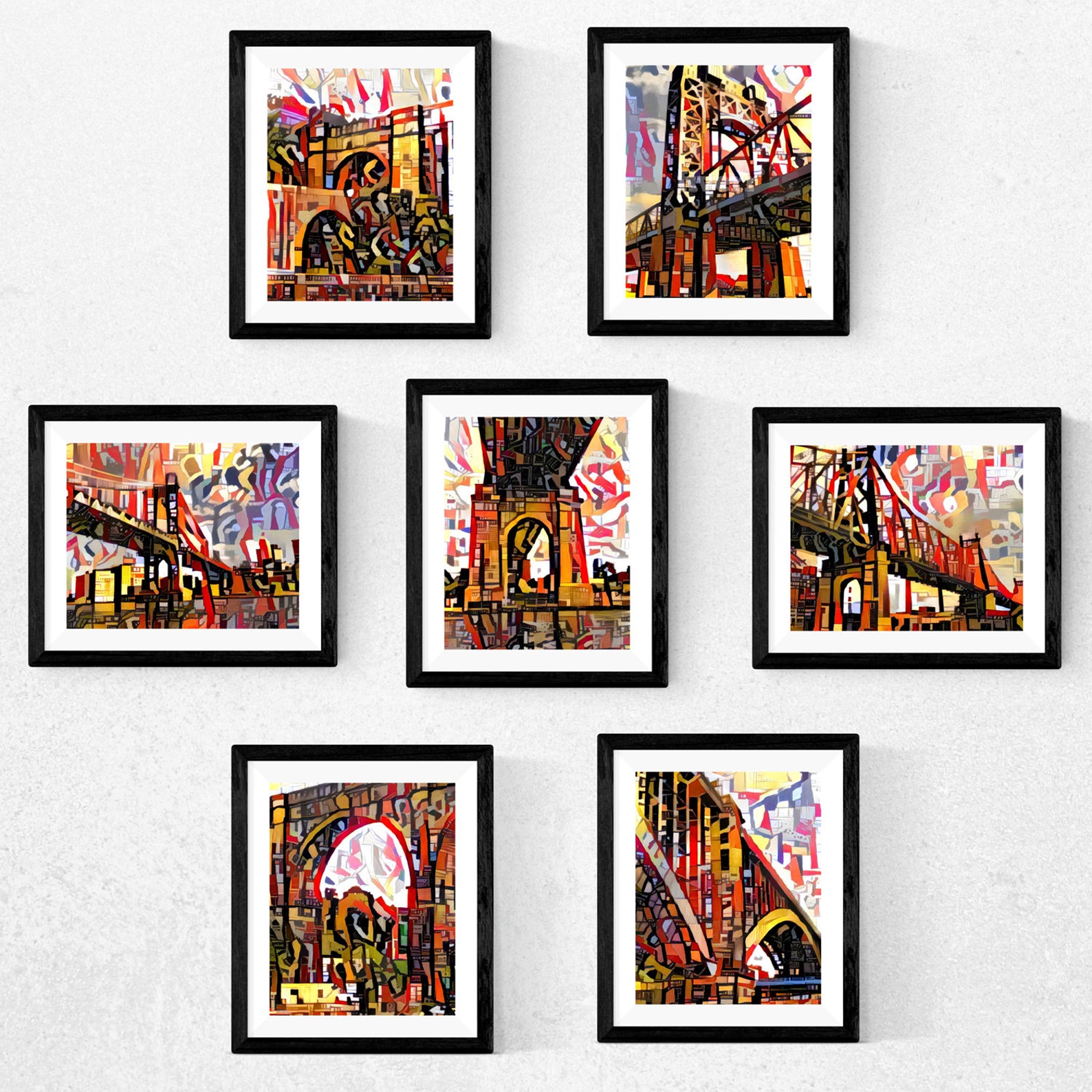Digital Download New York City Bridge Cubism Style Art Prints NYC ...