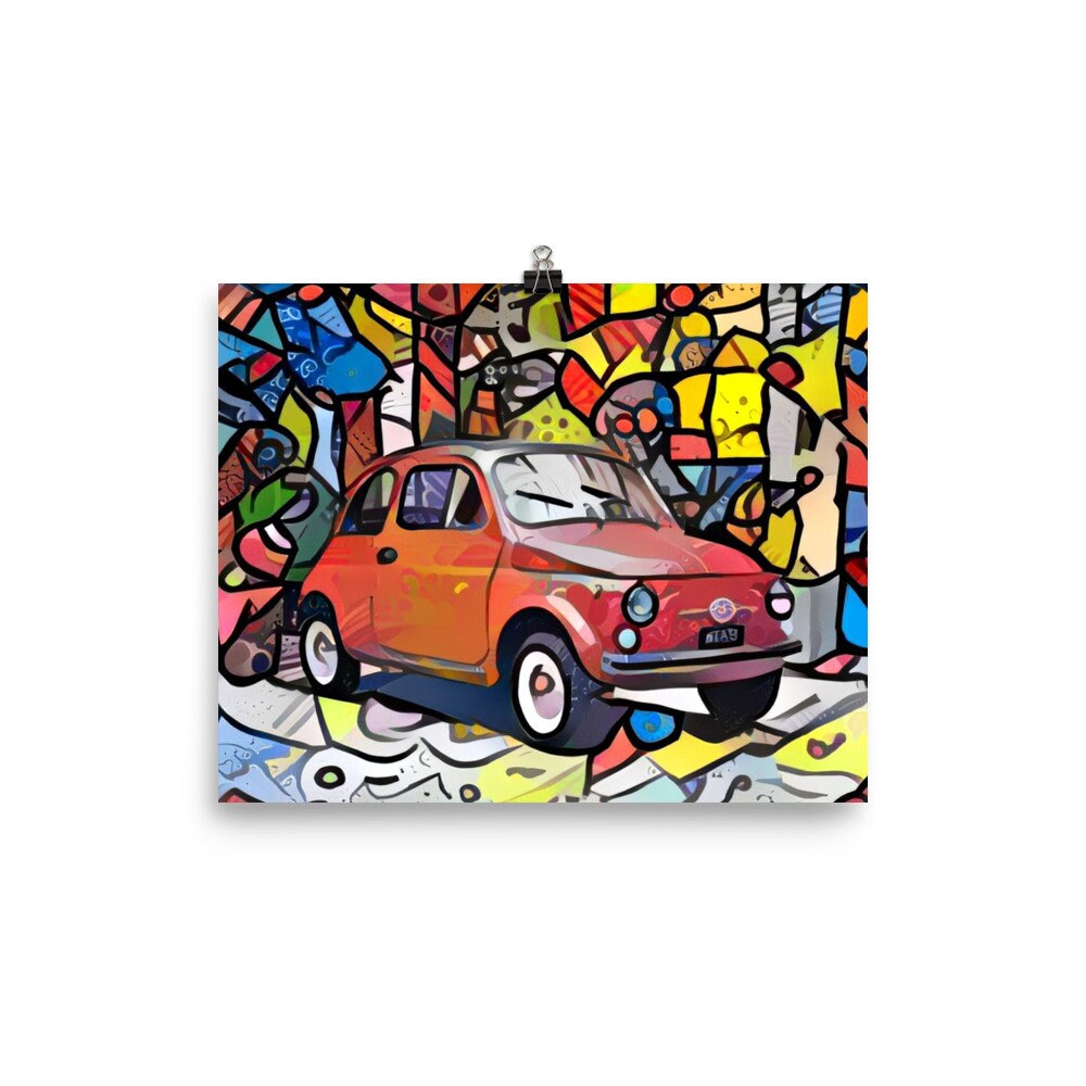 Digital Download Fiat 500 Cartoon Art Digital Poster Print Instant ...
