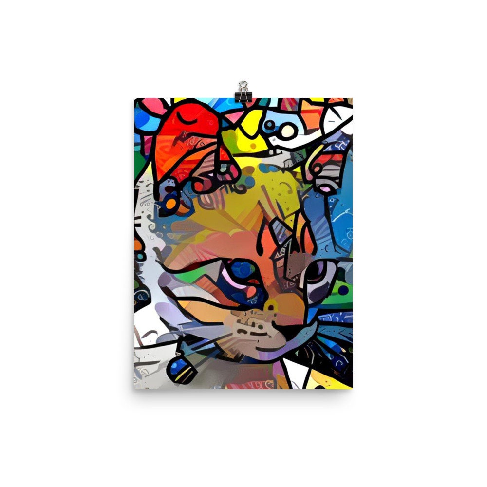 Digital Download Cat Cartoon Art Poster Vet Office Decor Digital Cat ...