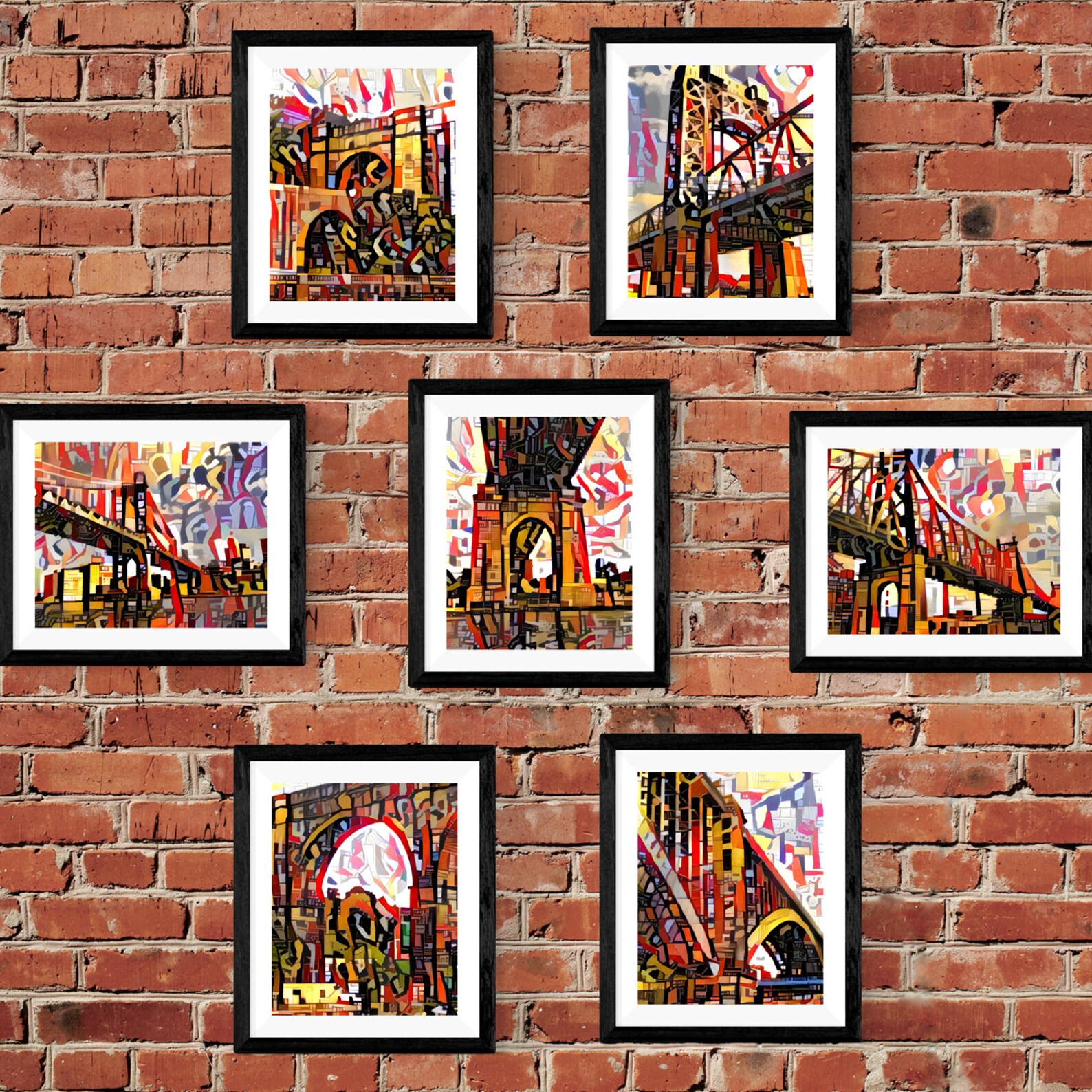 Digital Download New York City Bridge Cubism Style Art Prints NYC ...