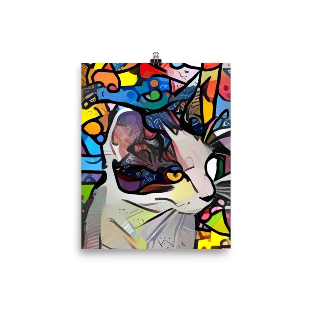 Digital Download Carton Art Mumu the Cat Poster Modern Colorful Cat Art ...
