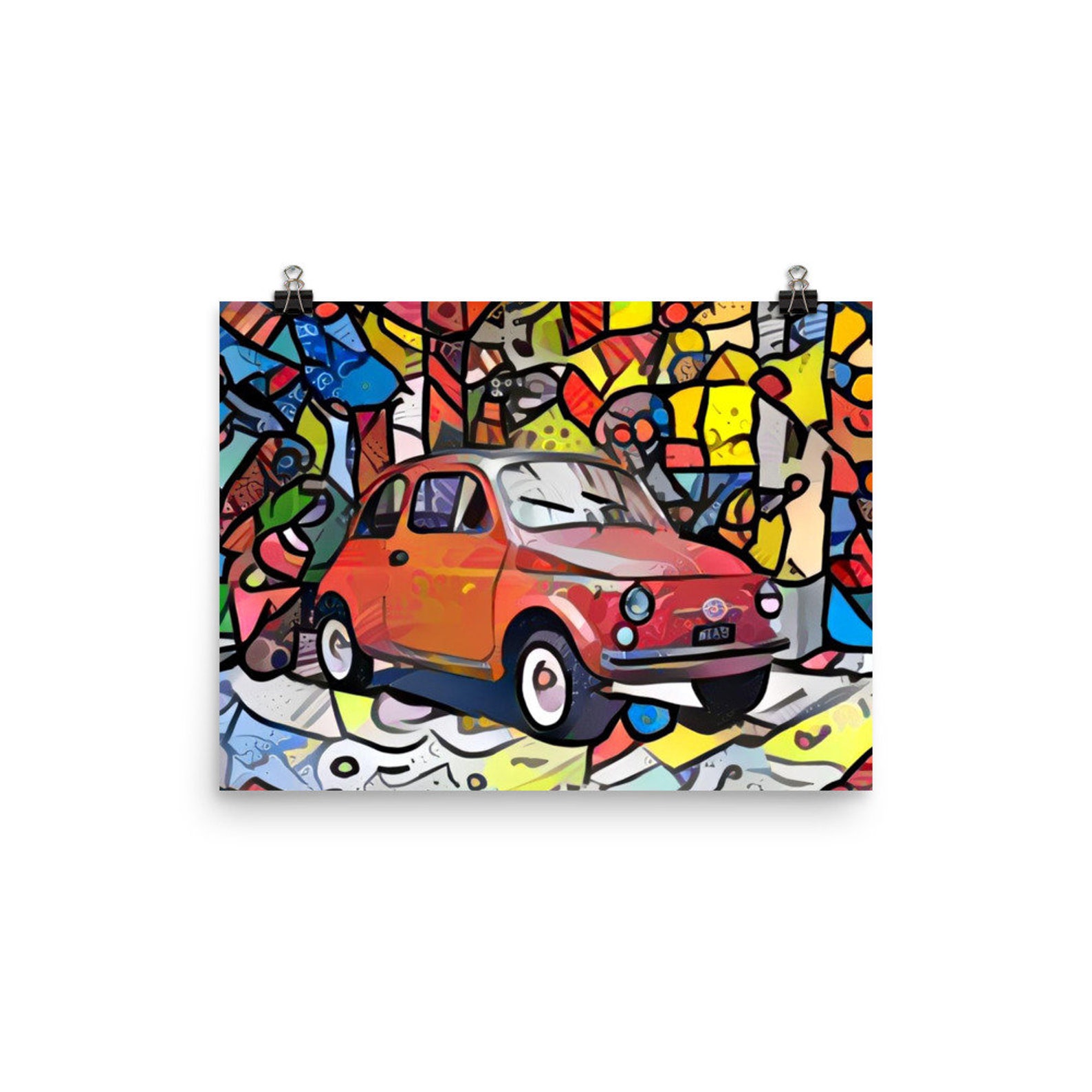 Digital Download Fiat 500 Cartoon Art Digital Poster Print Instant ...
