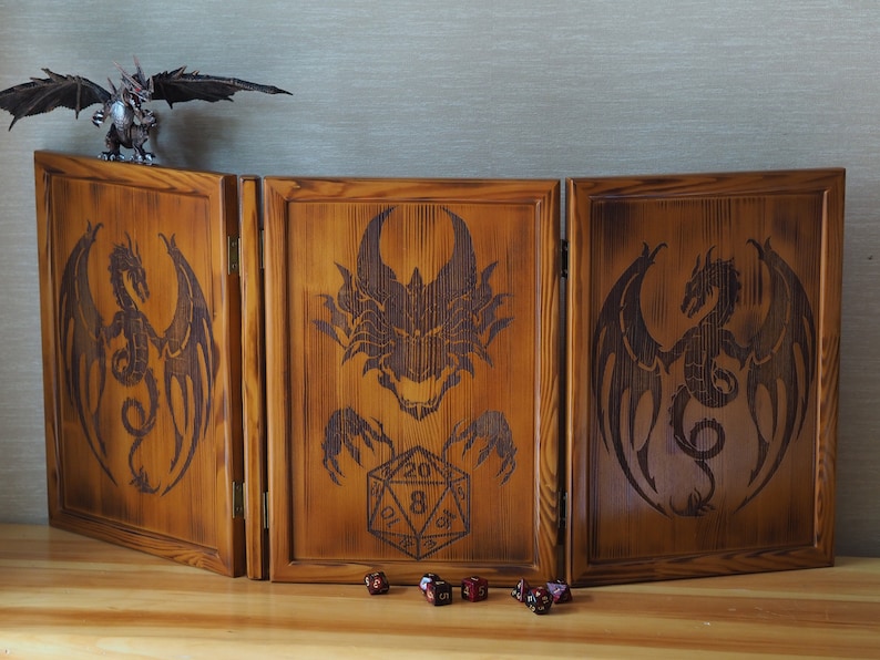Folding wood dm screen dnd / dungeon master screen / dnd gifts | Etsy