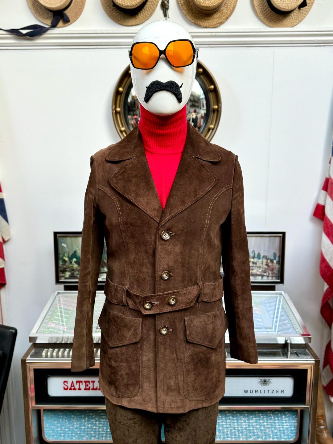 Vintage Late 1960s Early 70s Dandy Mod Suede Leathercraft Dark Brown ...