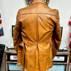 Vintage 1970s Light Tan Soft Leather Belted Safari Sports Leisure ...