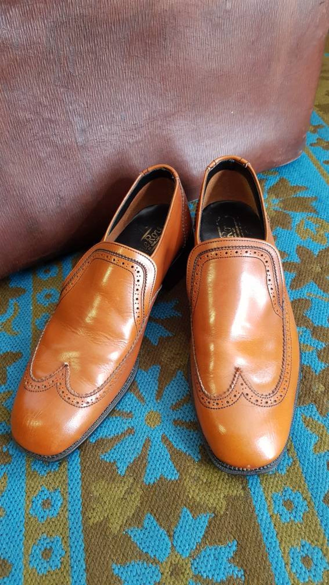 Fab Vintage 1970s 70's Dandy Sartorial Saville Row Tan Leather Slip on ...