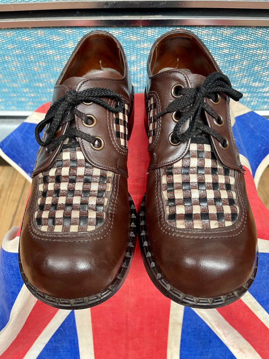 Vintage Early 1970s 70’s Solatio Norwegian Brown Leather Basket Weave ...