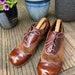 Amazing Vintage 1970s 70’s Brown Suede Leather Two Tone Stacked Heel ...