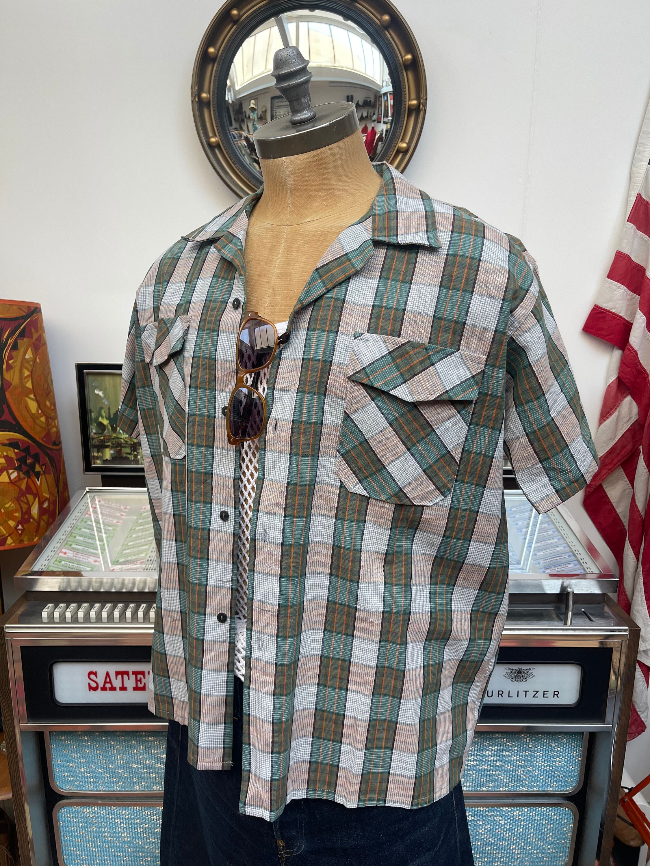 Vintage 1950s Style 60s or 70s Made Plaid Window Payne Check Rockabilly ...