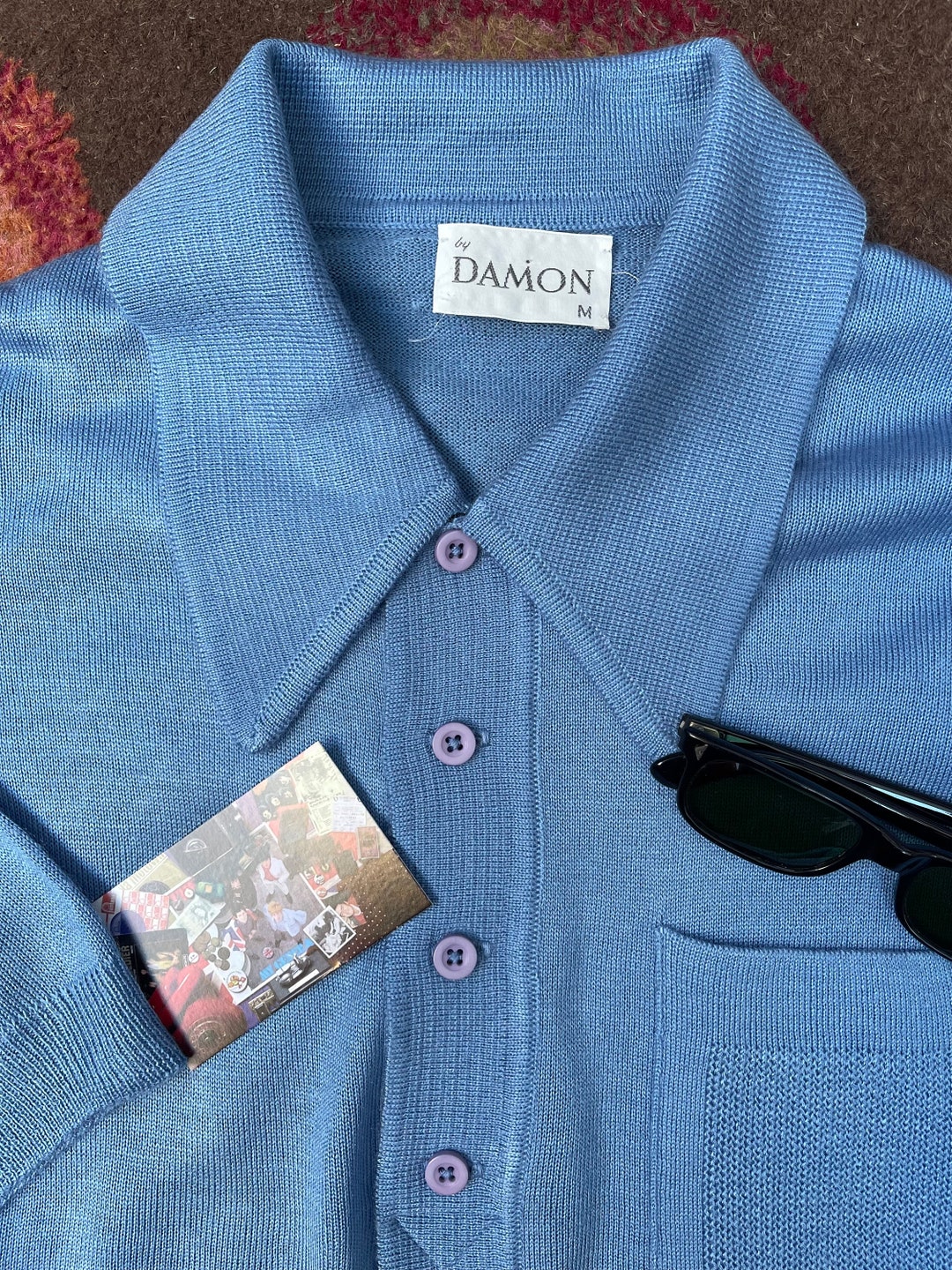 Stunning Vintage 1960s Damon Light Blue 4 Button 4 Inch 4 Finger Collar ...