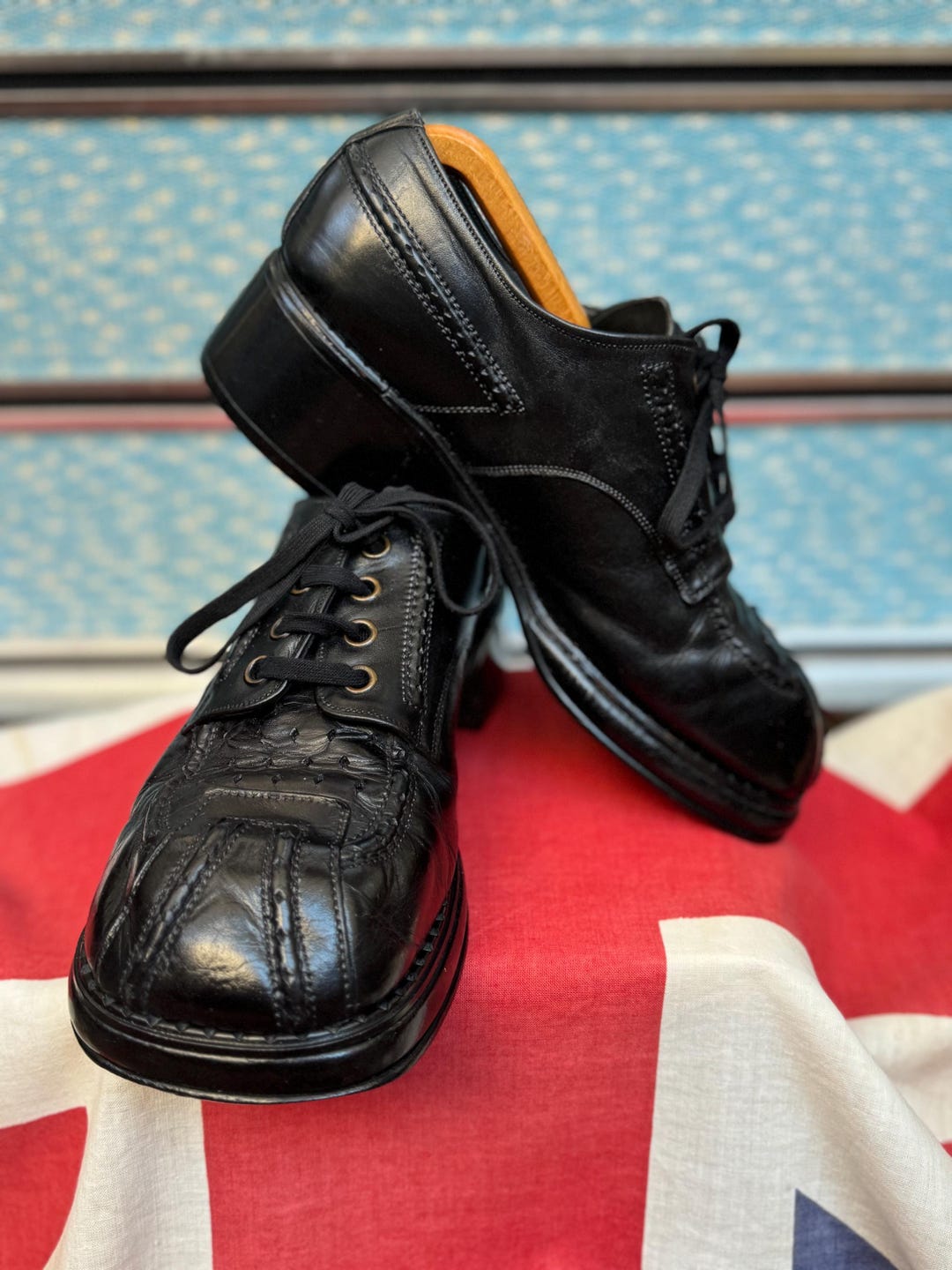 Vintage Early 1970s 70's Solatio Norwegian Black Leather Platform Heel ...