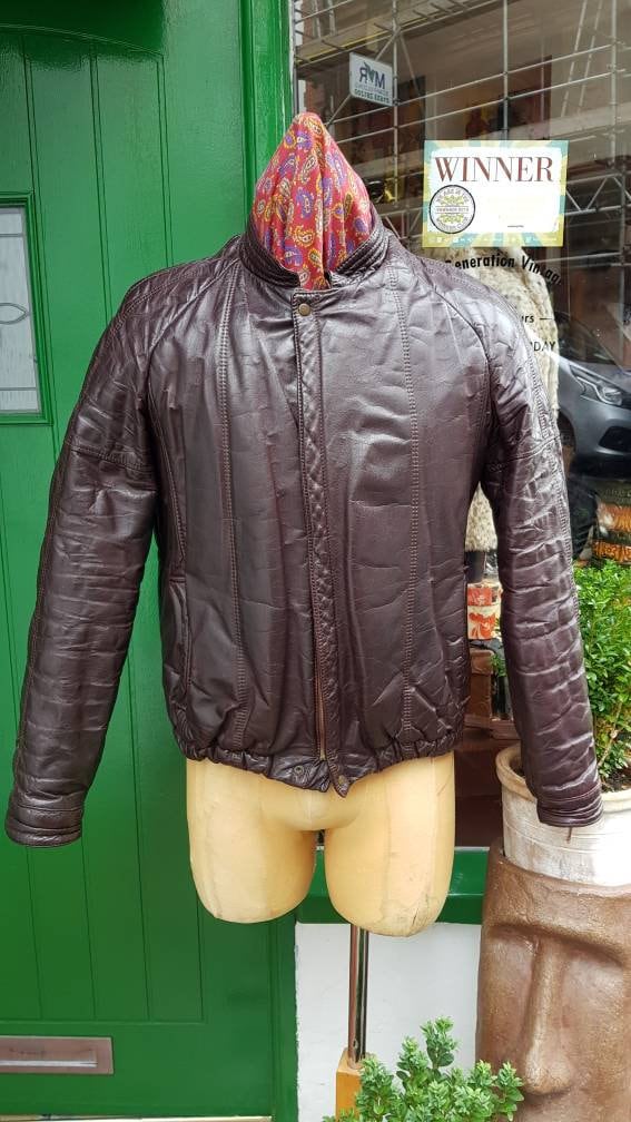 Vintage 1970s 80's Toff London Brown Crinkled Leather - Etsy