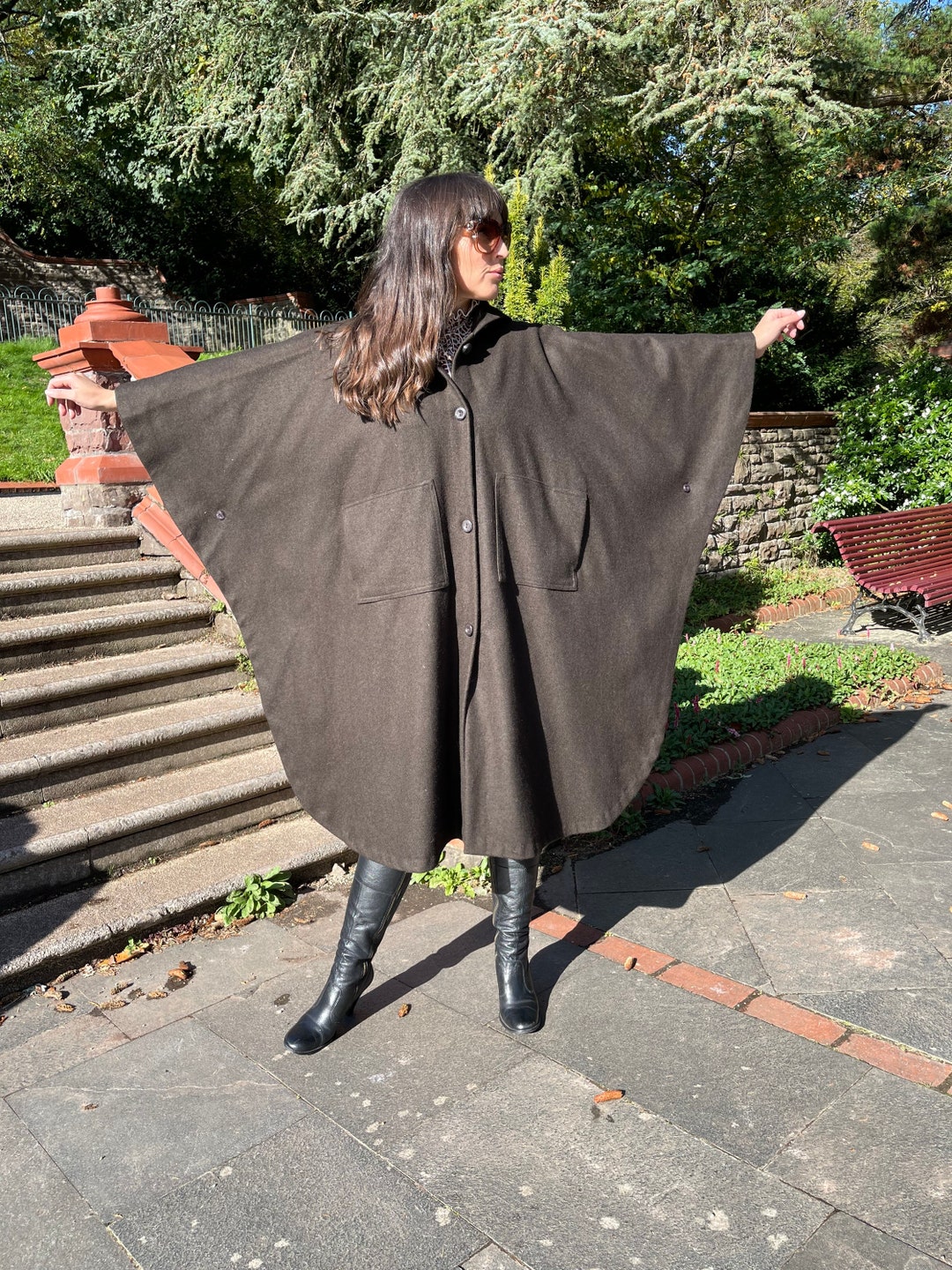 Amazing Vintage 1970s 70s Oversized Psychedelic Freakbeat Brown Wool ...