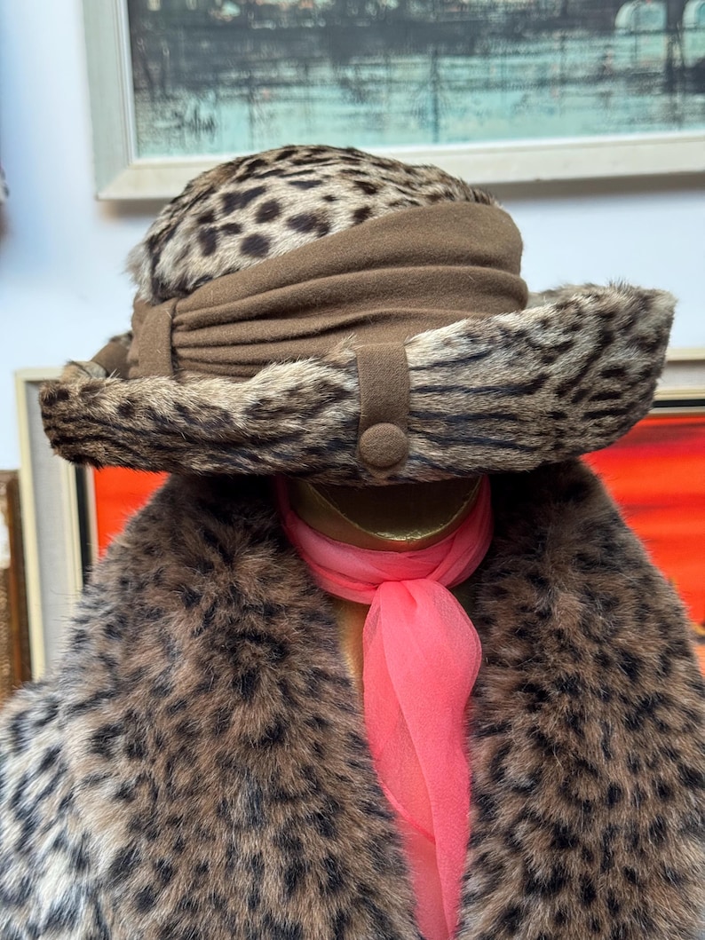 Stunning Vintage Original 1940s /50s Era Leopard Ocelot Faux Fur Ladies ...