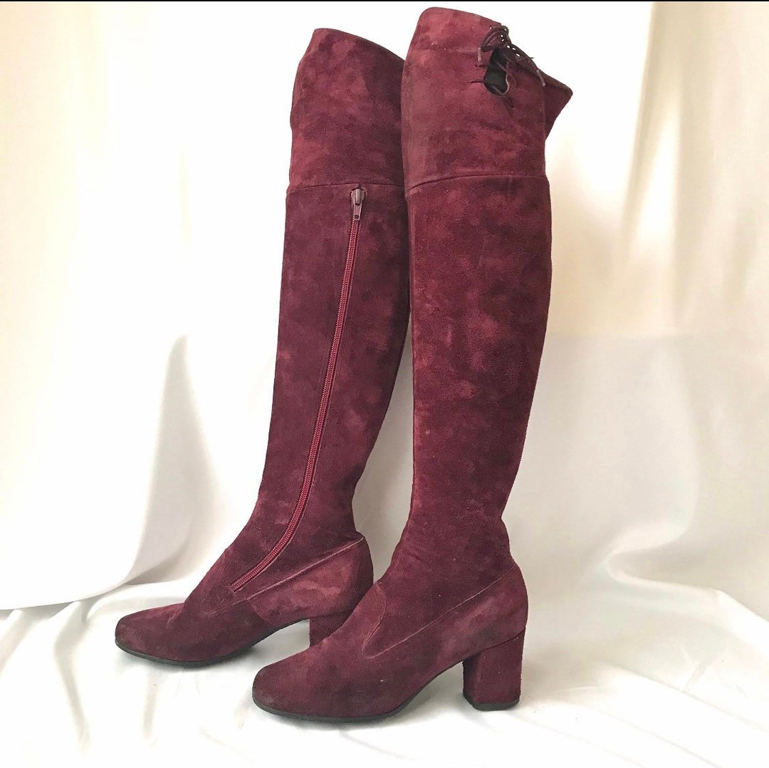 Superb Vintage Mid to Late 1960s 60s Suede Leather Burgundy Over the ...