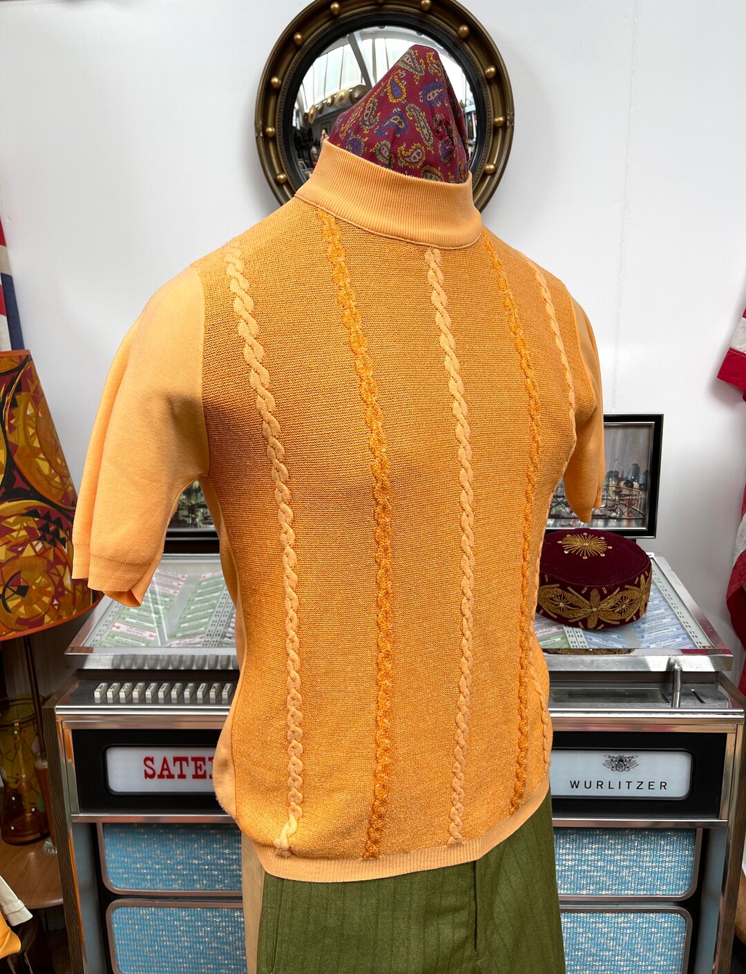 Vintage Mid to Late 1960s 60s Dandy Mod Pastel Peachy Orange Ribbed ...
