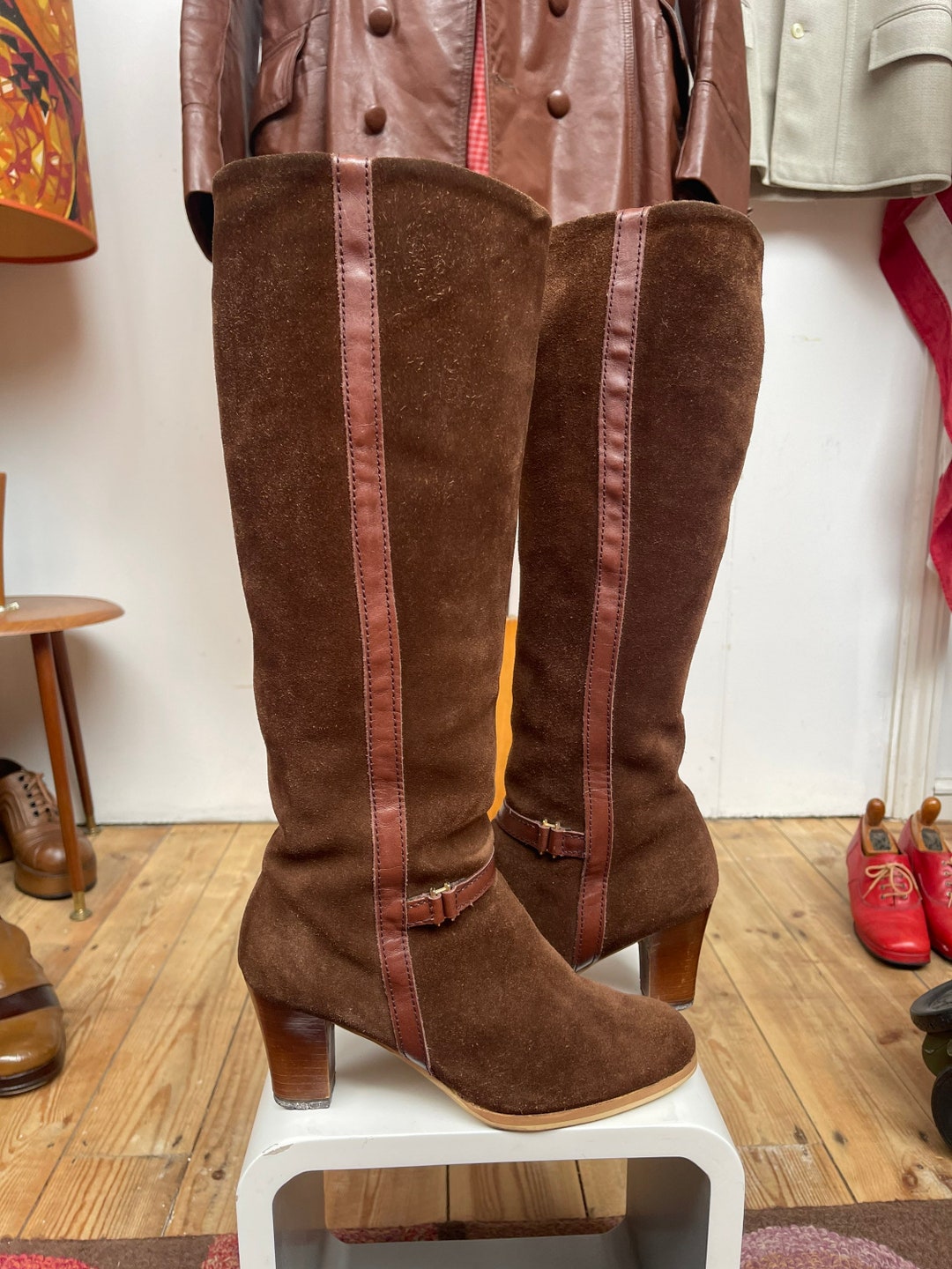 Vintage Late 1970s 70’s Clark’s Knee Length Suede Leather Winter ...