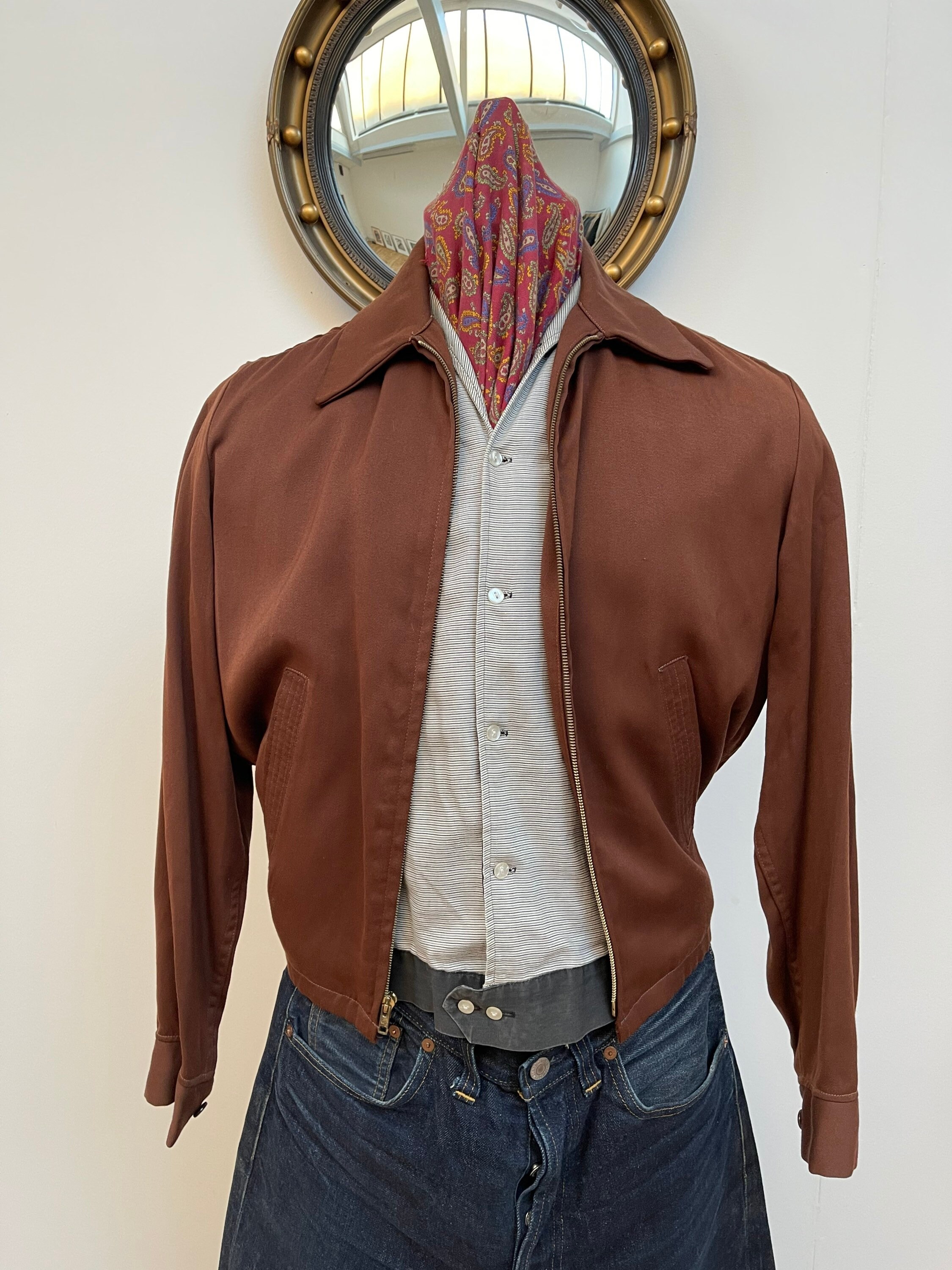 Superb Original Vintage 1950s 50's Penney's Brown Gabardine Superb Original Vintage 1950s 50's Penney's Brown Gabardine