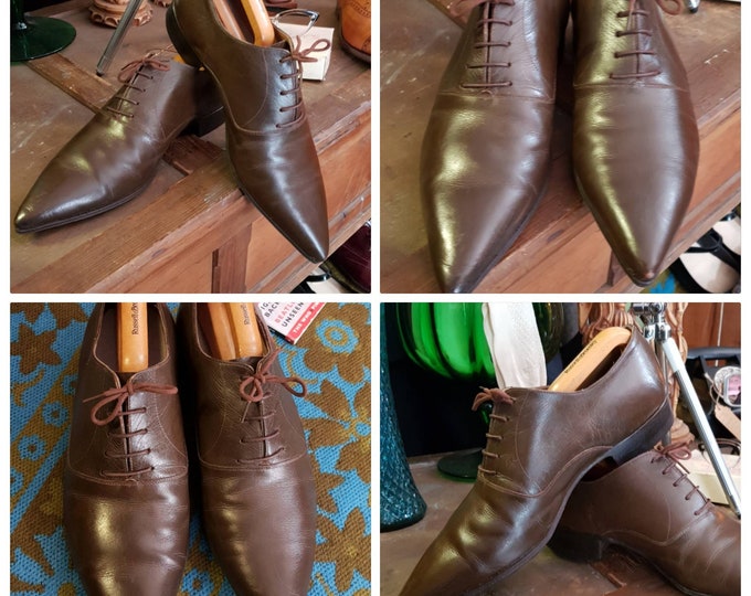 Vintage Early 1960s 60's Brown Leather Winklepicker Pointy Shoes.mod ...