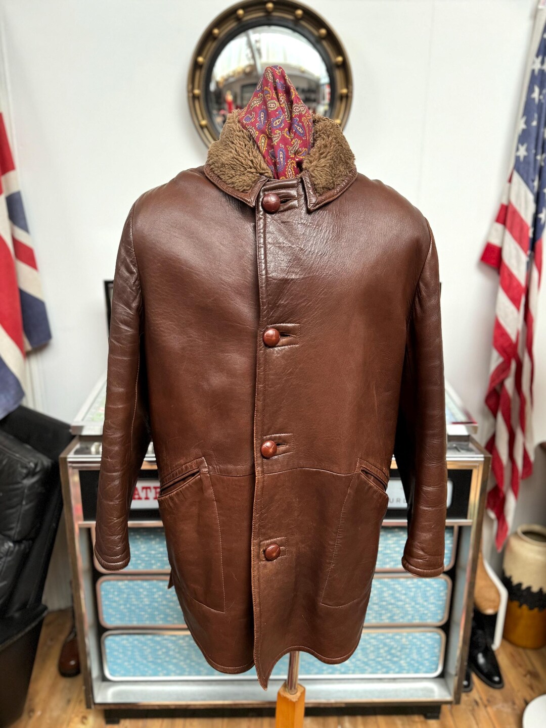 Superb Vintage 1970s 70’s Sirela Soft Leather Thick Shearling Borg ...