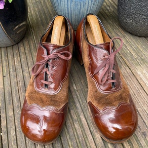Amazing Vintage 1970s 70’s Brown Suede Leather Two Tone Stacked Heel ...
