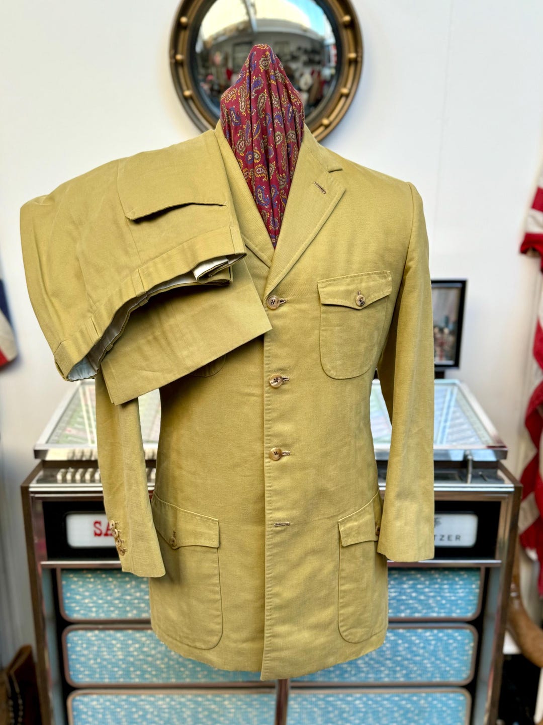 Vintage Inspired Bespoke Mark Powell London Mustard Colour Moleskin ...