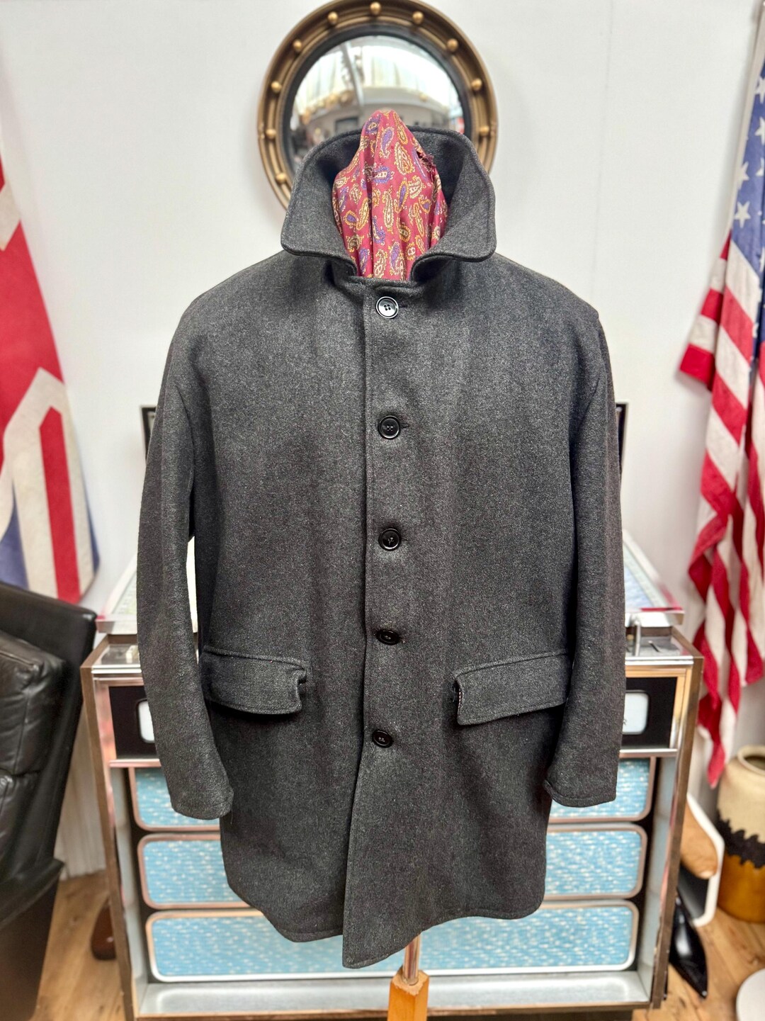 Vintage 1960s 70’s Arthur Miller Ltd Heavy Grey Wool Donkey Jacket Over ...