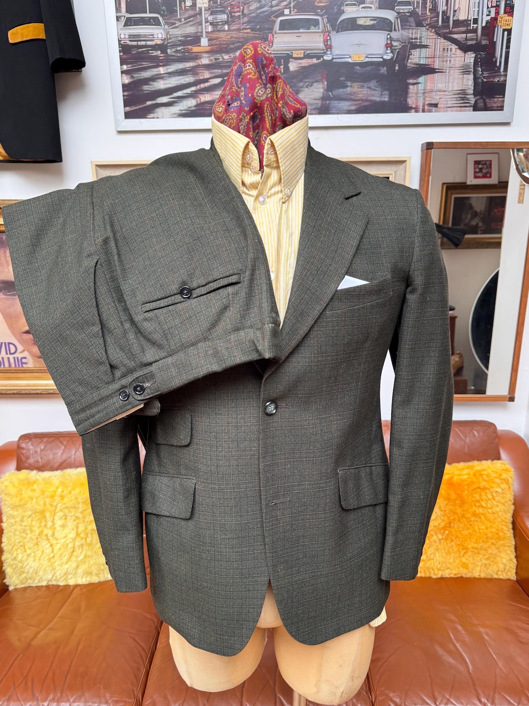 Mint Vintage Mid 1960s 60’s John Collier Wool & Terylene Dark Green ...