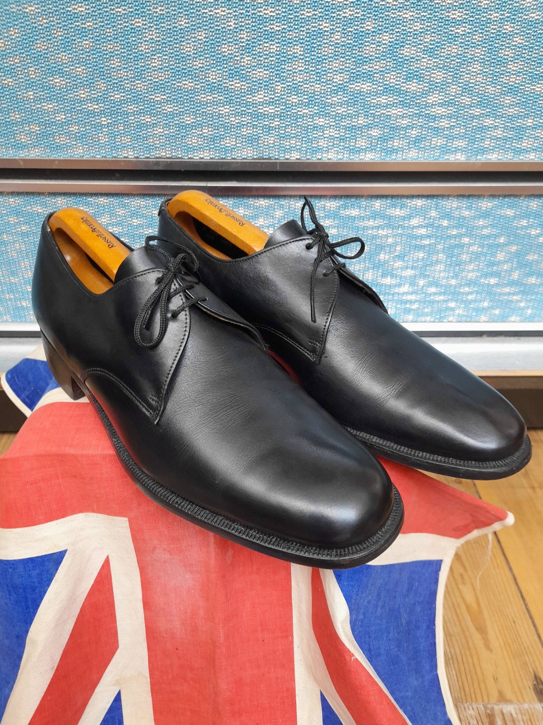 Quality Vintage 1960s 60's Black Leather K Shoes Derby 3 Hole Smart Casual Dress Mod Suit Shoes ...