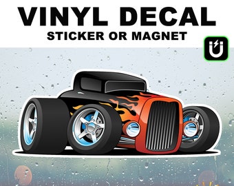 Hot Rod Decal Full Color Classic Car Decal Car With Flames - Etsy