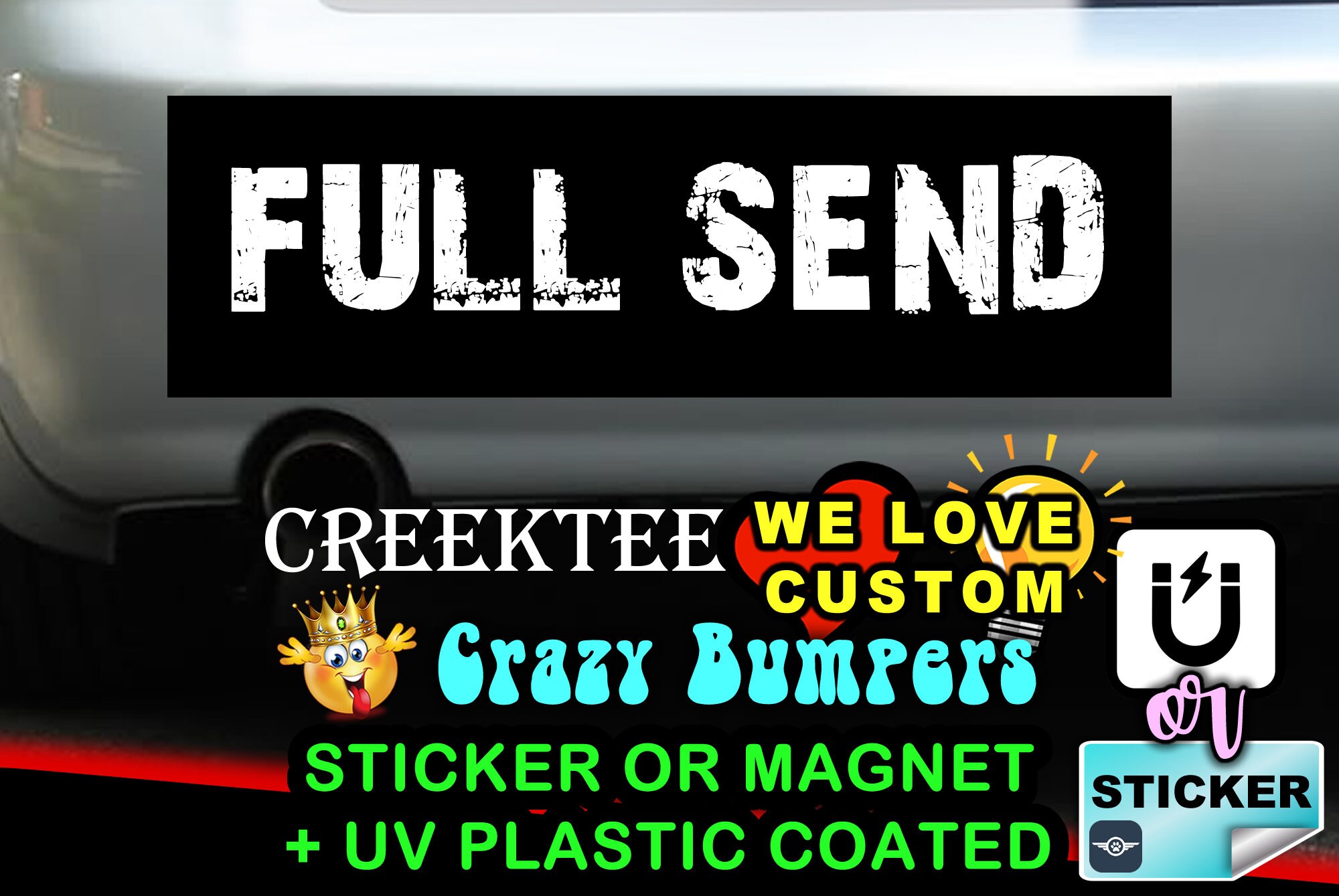 FULL SEND Bumper Sticker or Magnet with your text or image | Etsy