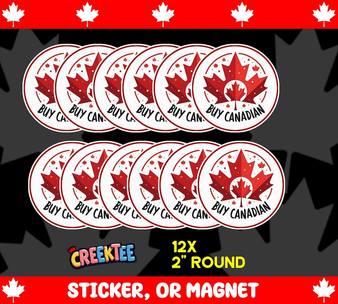 12x Pack, Buy Canadian 2 Inch Round Bumper Sticker, Magnet, Vinyl ...