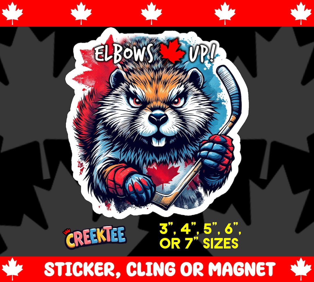 Elbows Up! Canadian Angry Beaver on Angry Moose Bumper Sticker, Magnet ...