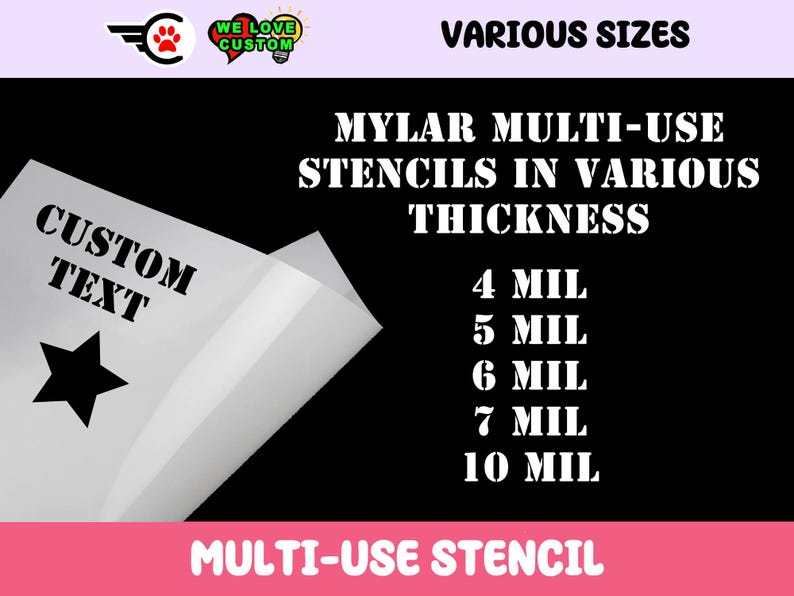 Custom Mylar Multi-use Stencil for Painting, Etching Etc, in Various ...