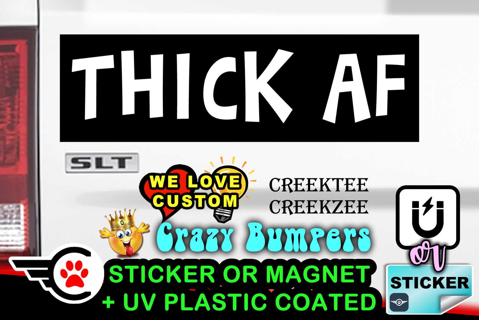 Thick AF Funny Bumper Sticker or Magnet Sizes - Etsy