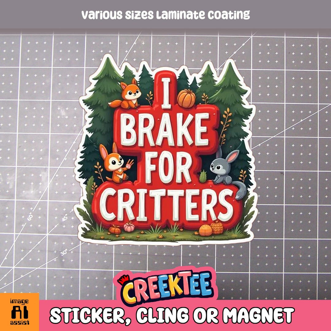 I Brake for Critters Cute Vinyl Sticker, Window Cling or Magnet in UV ...