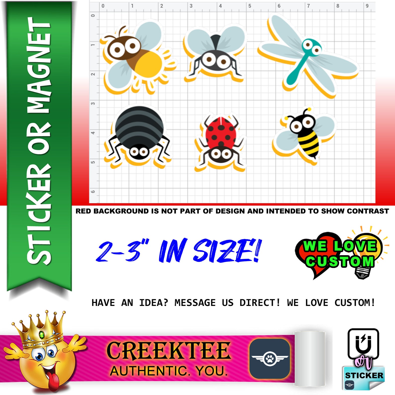 6 INSECTS Stickers in Standard Photo or Vinyl Print Materials - Etsy