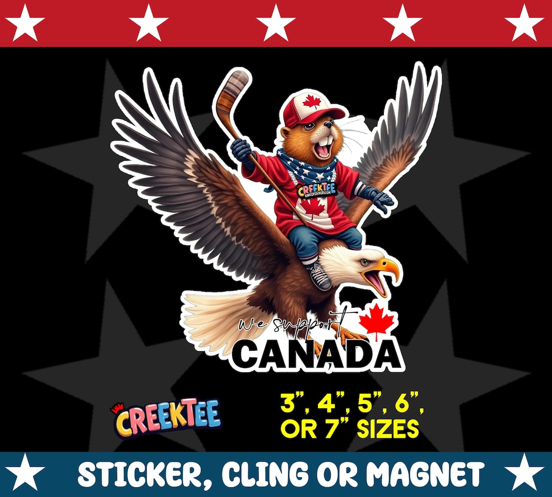 We Support Canada Angry Beaver on American Eagle Together Bumper ...