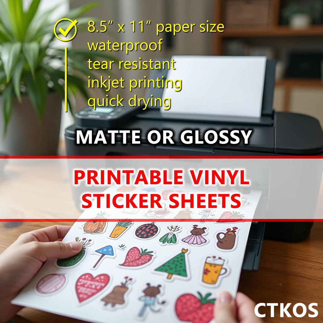 Printable Inkjet Vinyl Waterproof Sticker Sheets Plus Optional Self ...