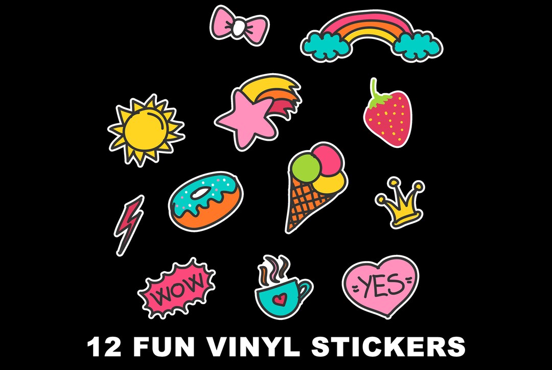 12 Fun Vinyl Stickers in Various Sizes See Images for Sizing - Etsy