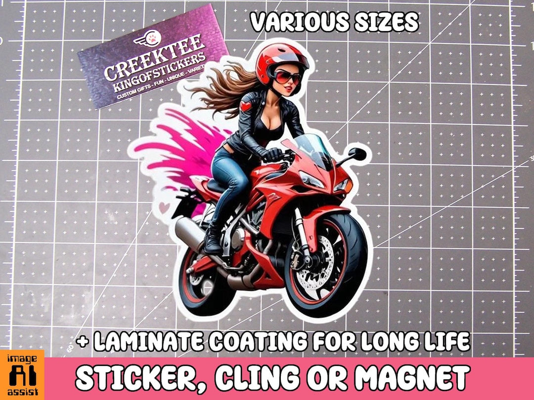 Girl Power Riding Bike Vinyl Sticker, Window Cling or Magnet in UV ...