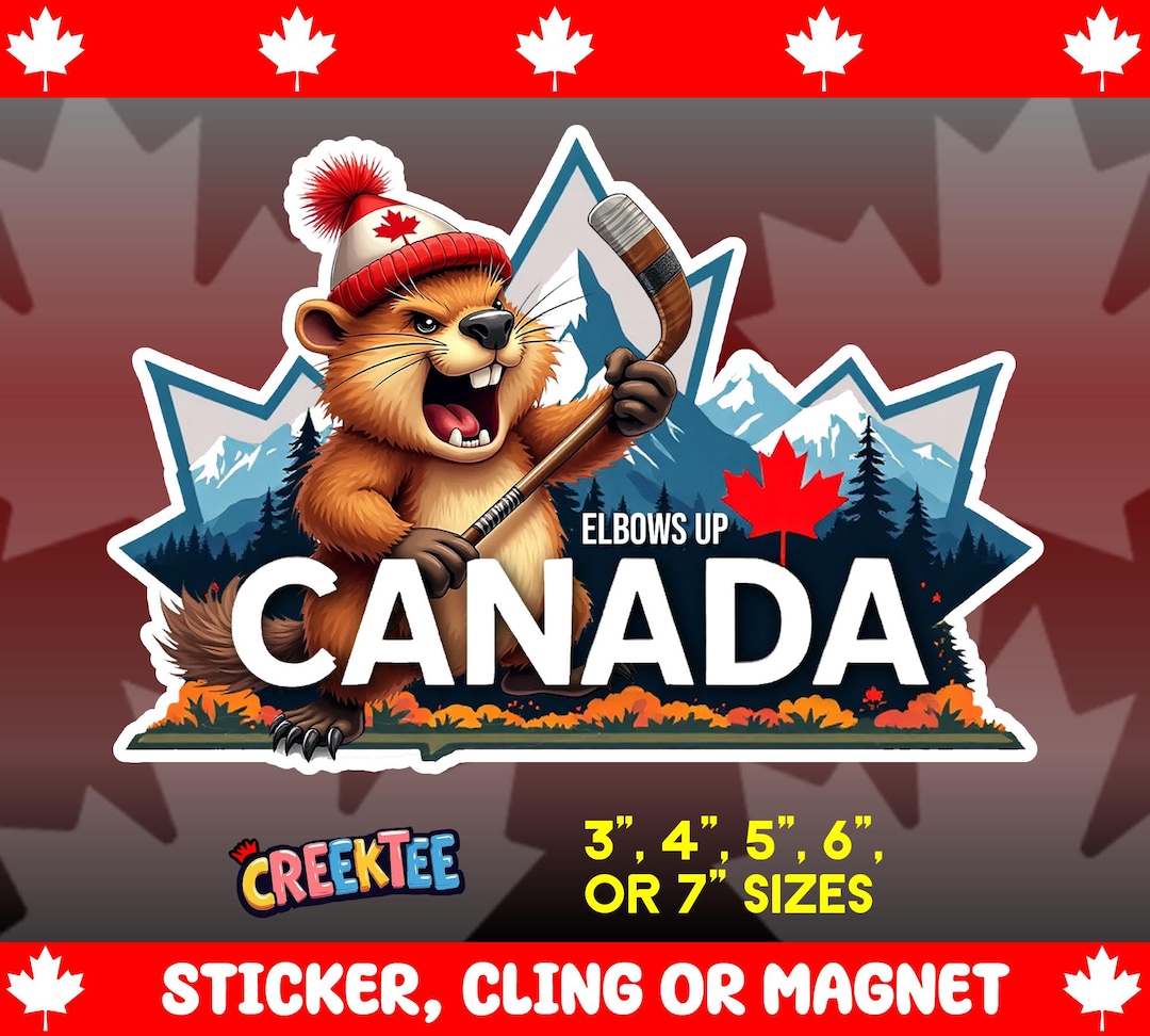 Elbows up Canada Angry Beaver Bumper Sticker, Magnet, Vinyl Sticker ...
