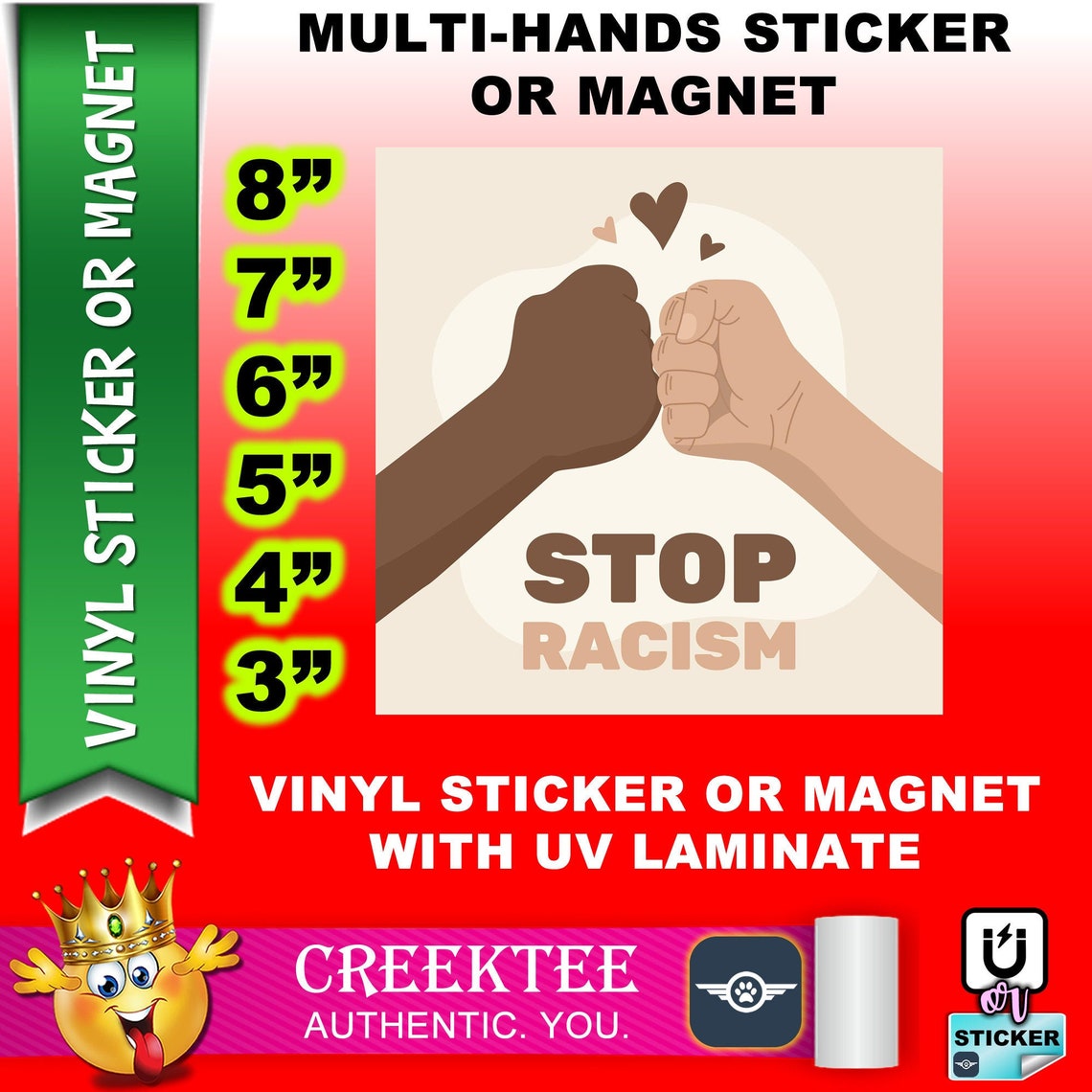 Stop Racism Vinyl Stickers Laminate UV Laminate or MAGNET in - Etsy