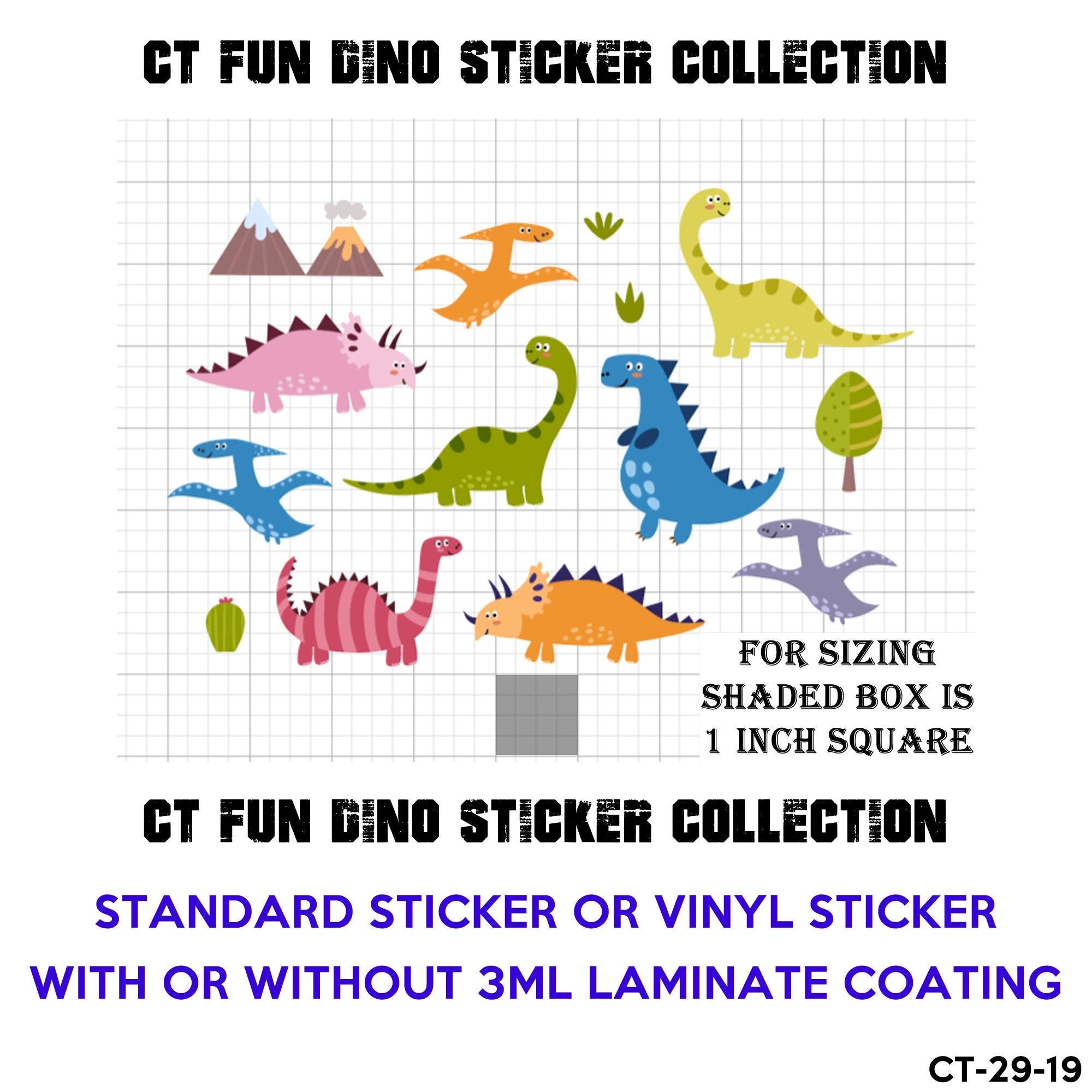 Paper Clings Paper & Party Supplies Dinosaur Stickers Pack of 8 Glossy ...