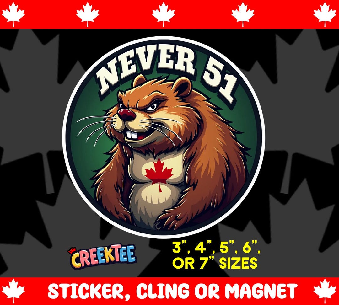 Never 51 Angry Beaver Canada Round Bumper Sticker Magnet, Vinyl Sticker ...