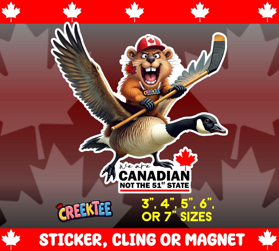 Not the 51st State Canada Angry Beaver Flying Goose Bumper Sticker ...
