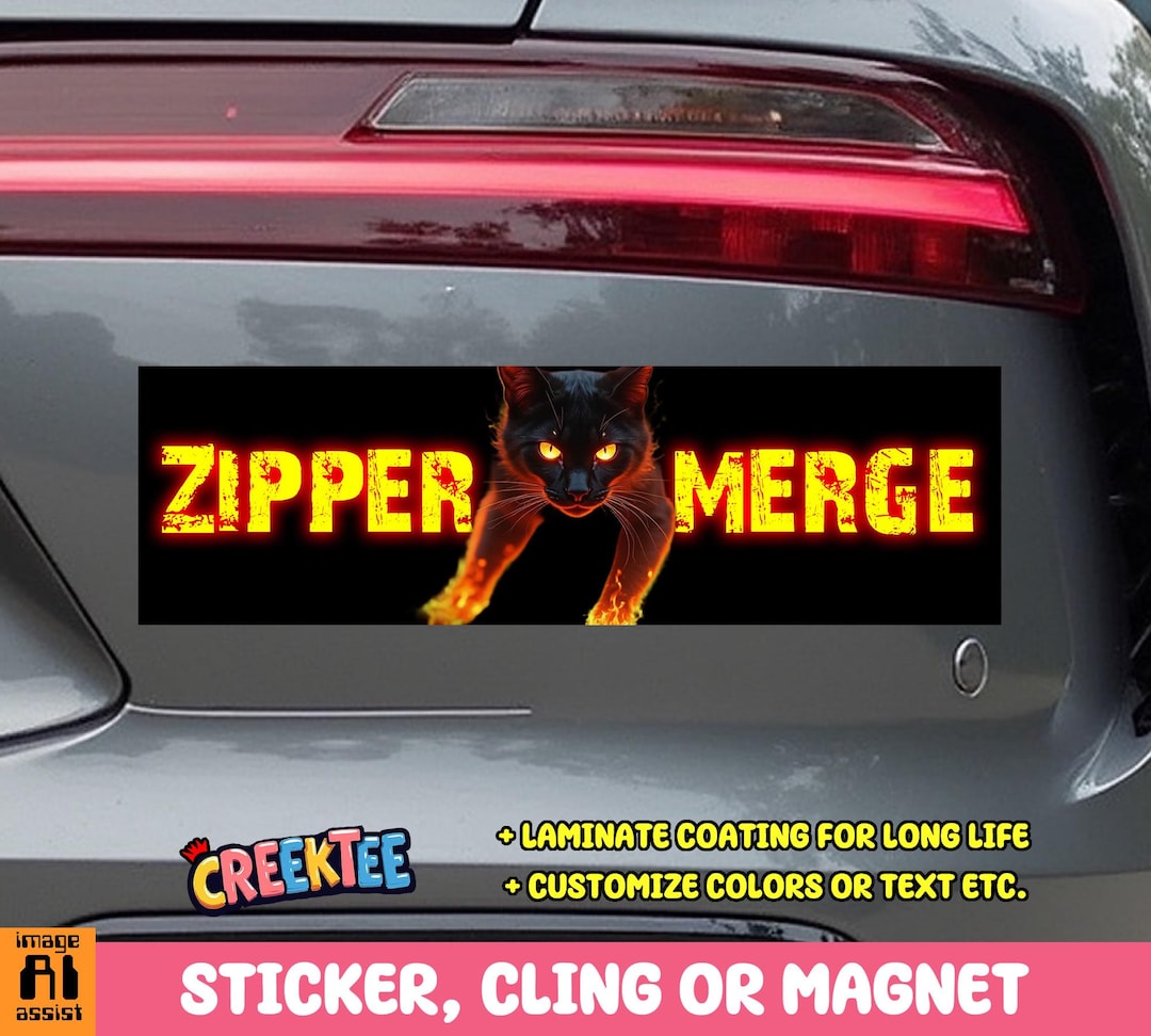 Zipper Merge Bumper Sticker, Magnet or Window Cling in Various Sizes ...