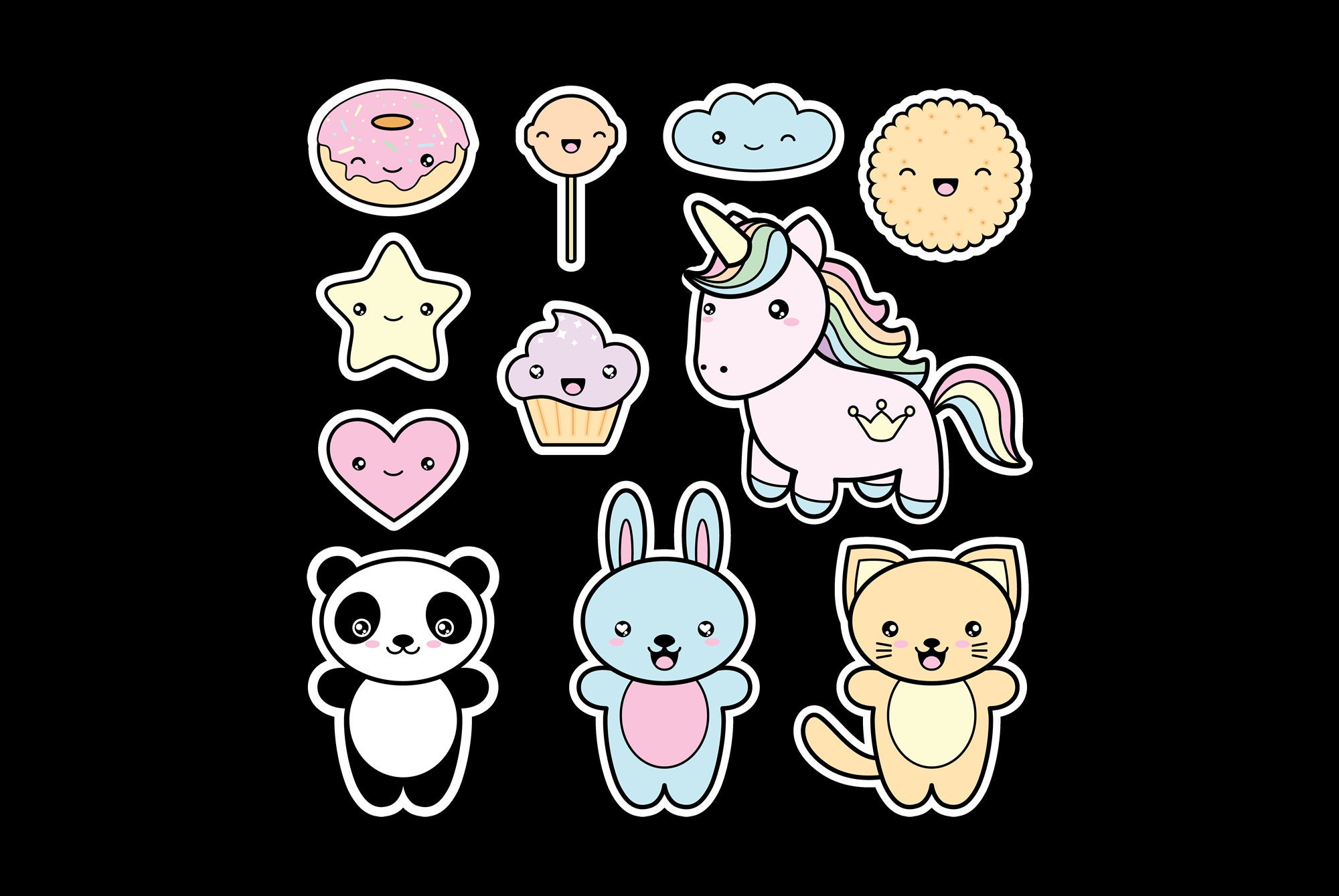 11 Kawaii Style Fun Vinyl Stickers or Magnets sizing see | Etsy